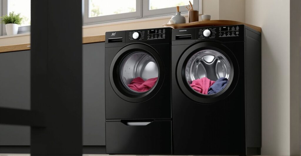 Zwarte wasmachine droger set | Wasmachinedrogerset.nl